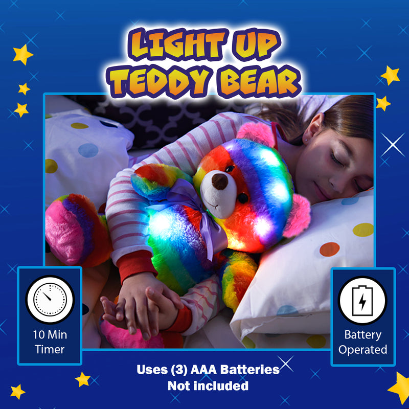 Rainbow Lites Teddy Bear Glow Plush LED Night Light Up Stuffed Animal ...